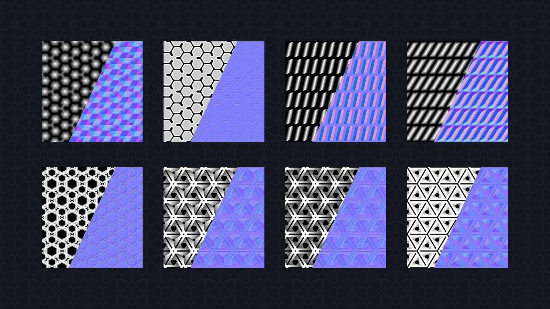 ArtStation - 50 Tileable Displacement Hex Patterns Vol.2 | Brushes