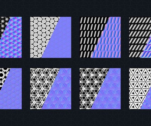 ArtStation - 50 Tileable Displacement Hex Patterns Vol.2 | Brushes
