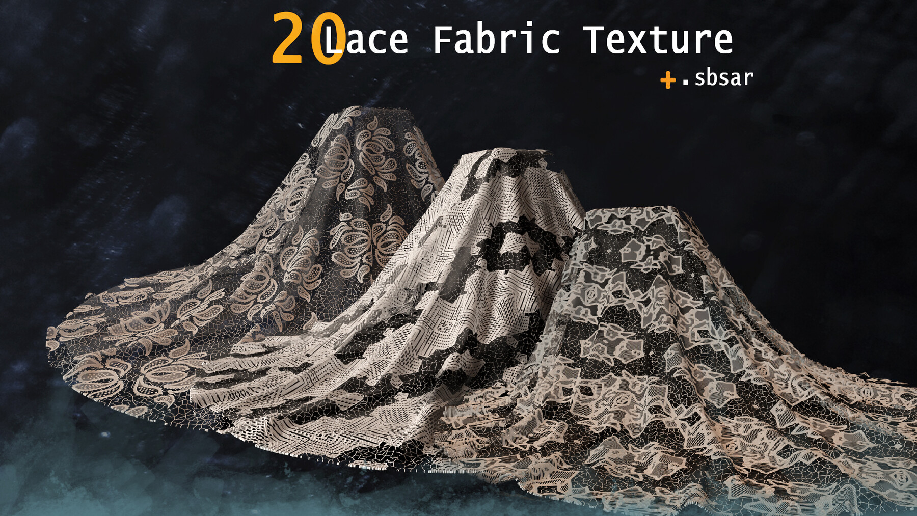ArtStation - 20 Lace Fabric Texture + SBSR - VOL 01 | Resources