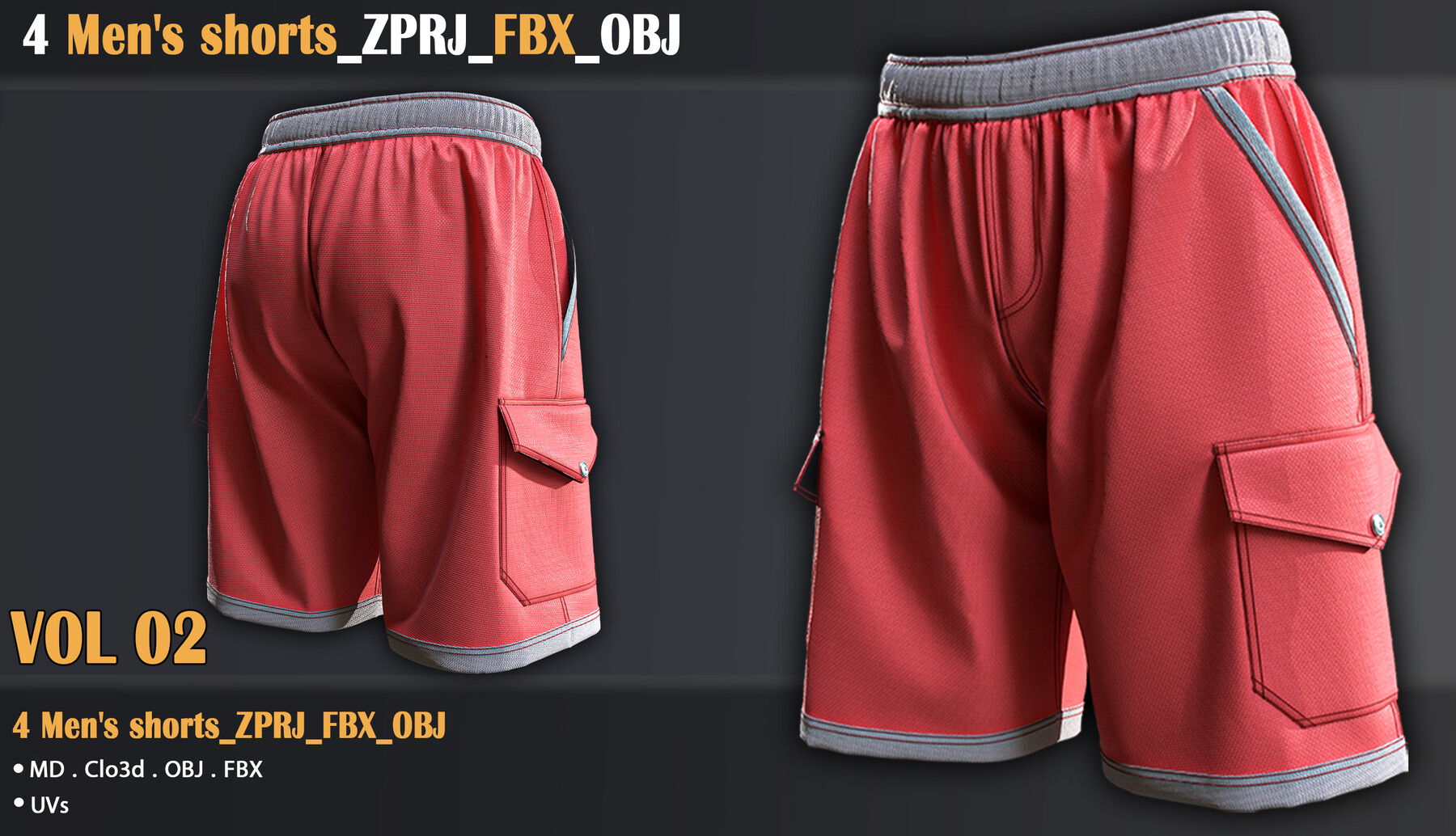 ArtStation - 4 Men's shorts_ZPRJ_FBX_OBJ | Game Assets