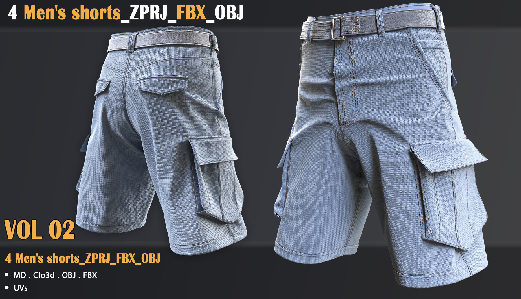 ArtStation - 4 Men's shorts_ZPRJ_FBX_OBJ | Game Assets