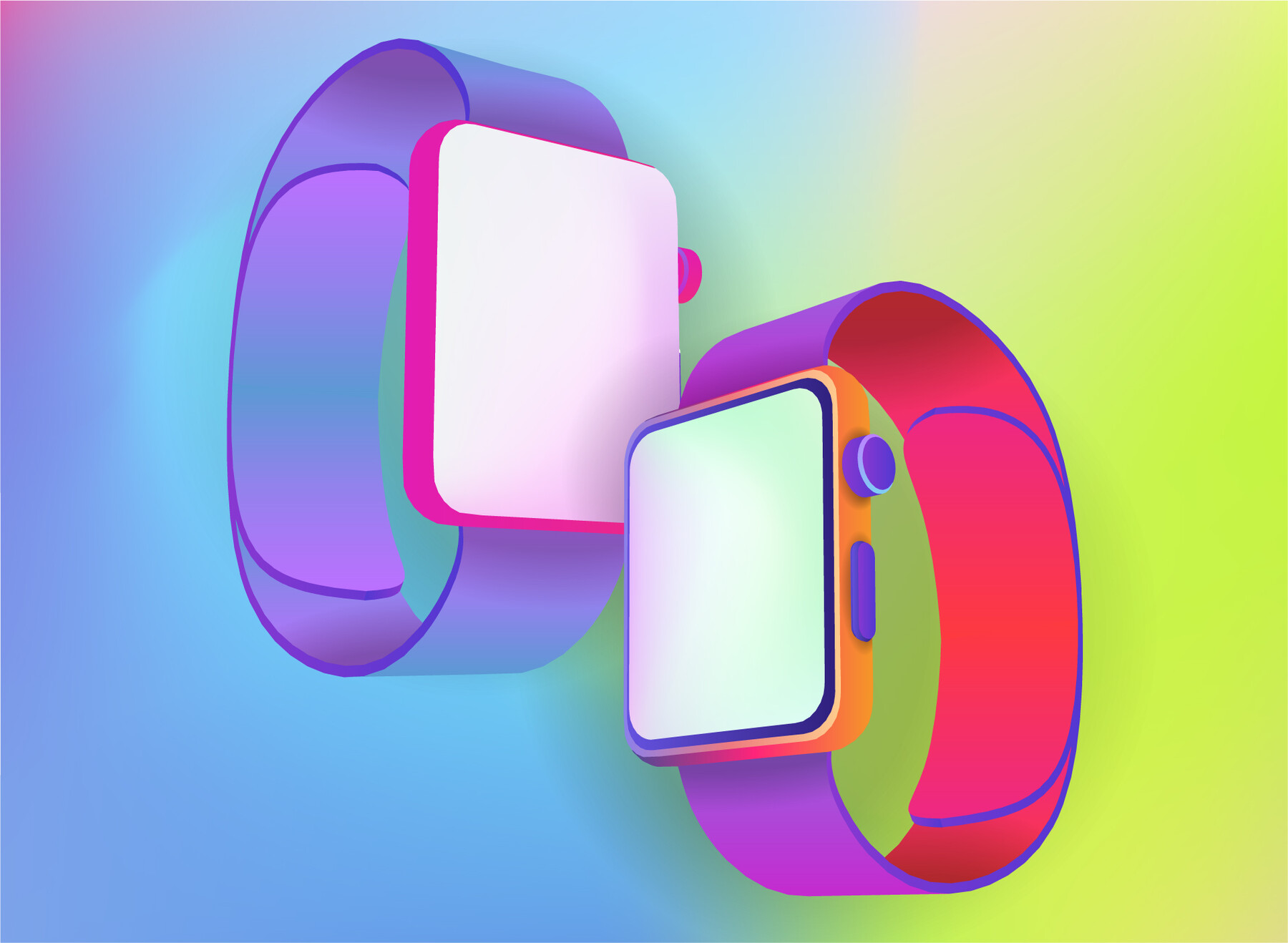 ArtStation - Two pairs of smart watches on a bright colored background ...