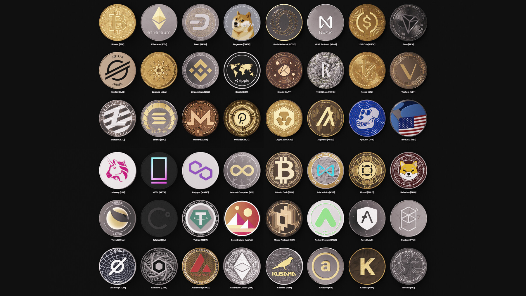 ArtStation - Collection of 48 Cryptocurrency Coins | Resources