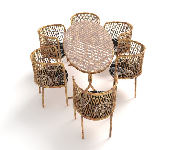 ArtStation - Bamboo Dining Table Set | Resources