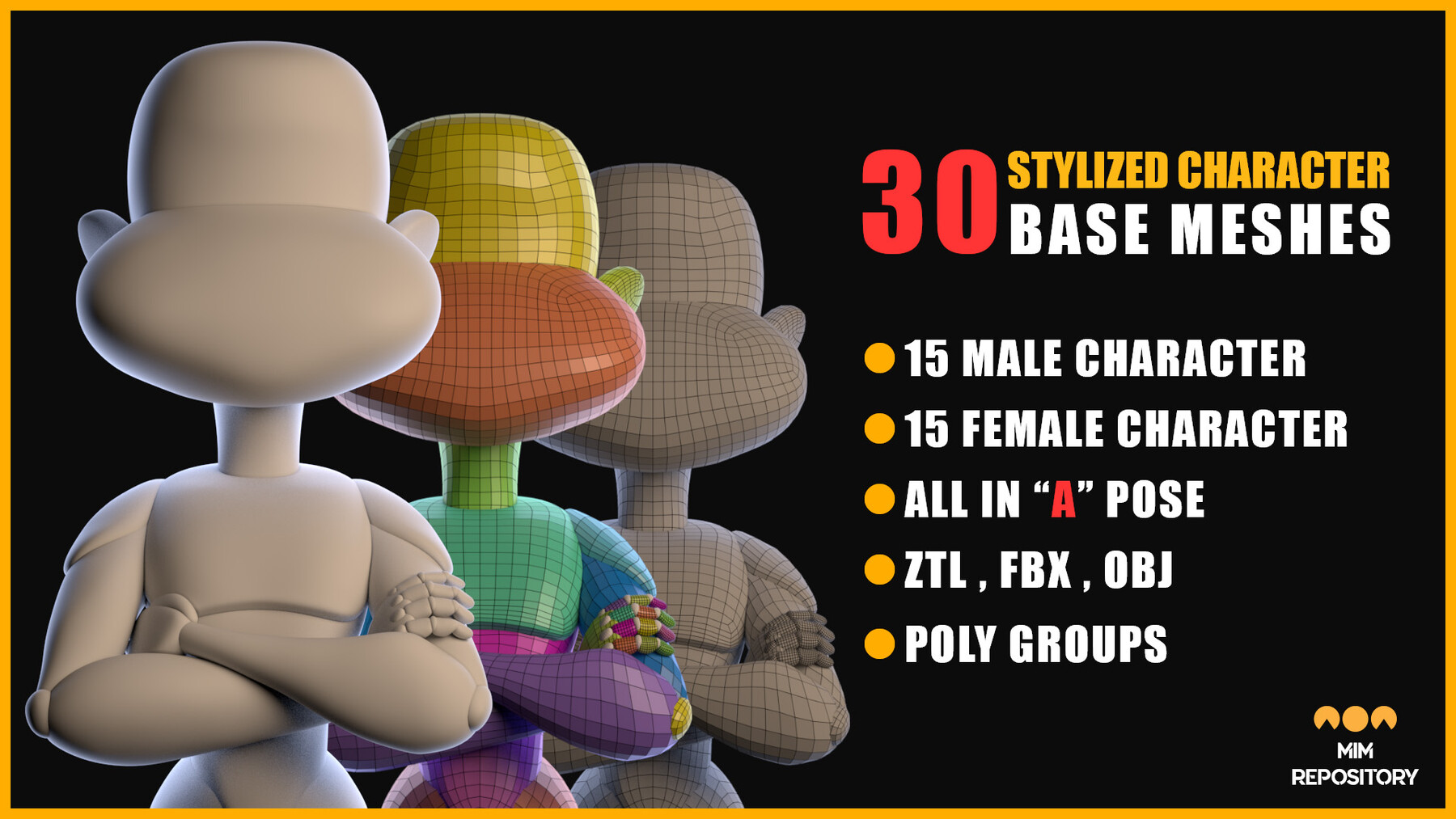 ArtStation - 30 Stylized Character Base Meshes | Resources