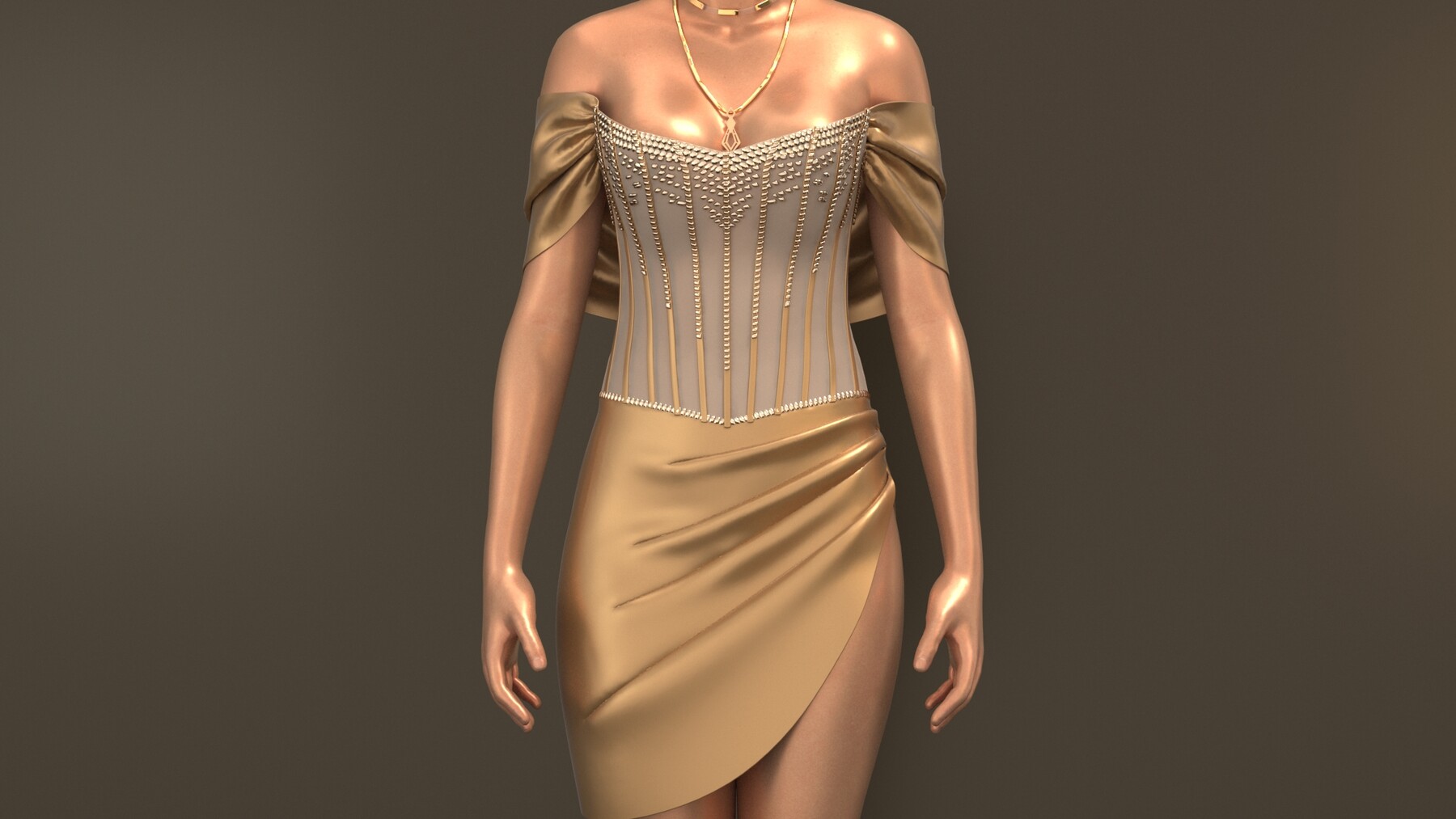 ArtStation - golden dress for women clo3d | Resources