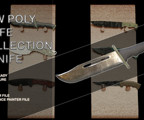 ArtStation - Low Poly Knife Pack - 6 Knife Game Ready - PBR Texture ...