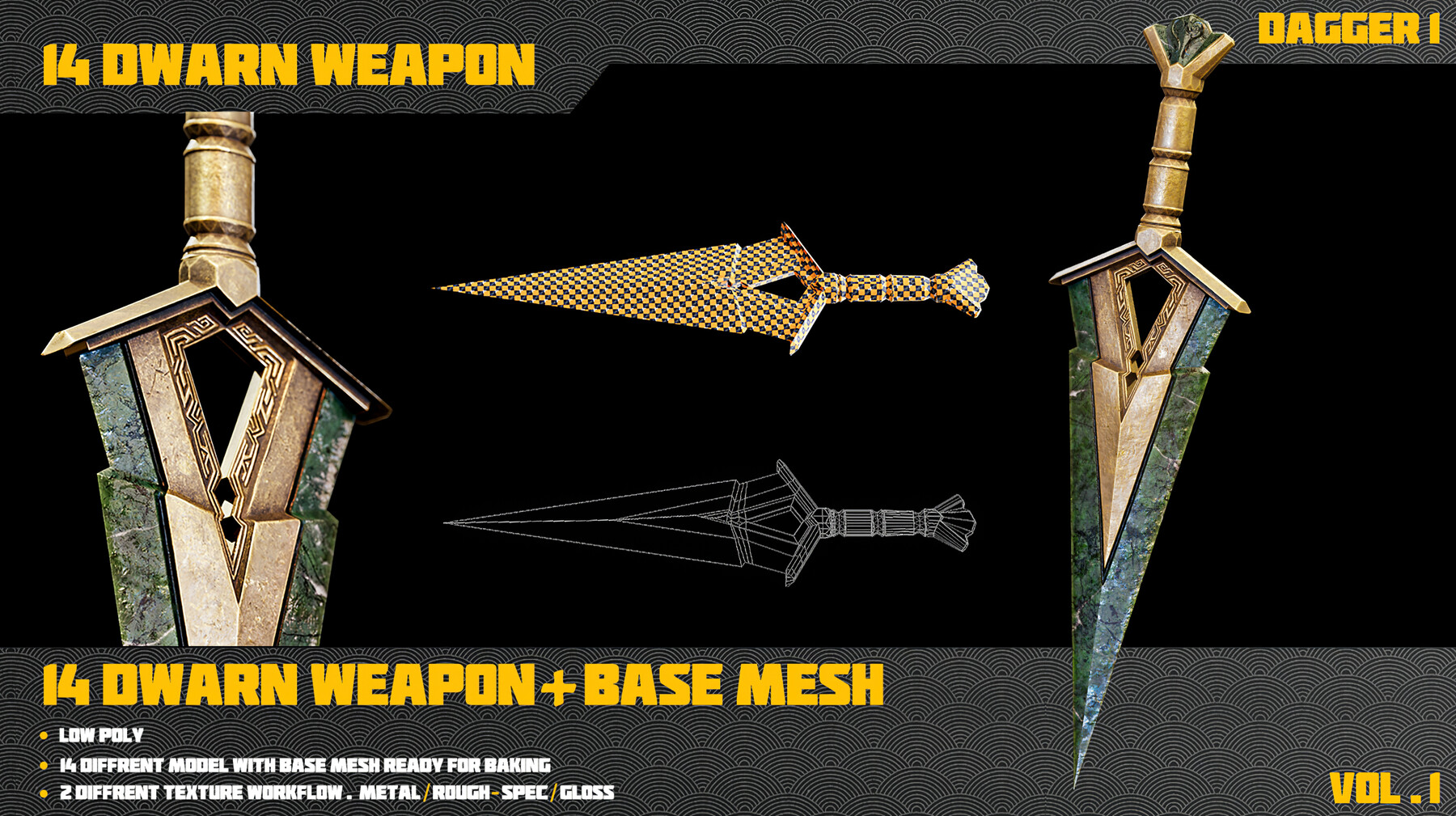 ArtStation - 14 Dwarn weapon + Base Mesh (Game ready) | Game Assets