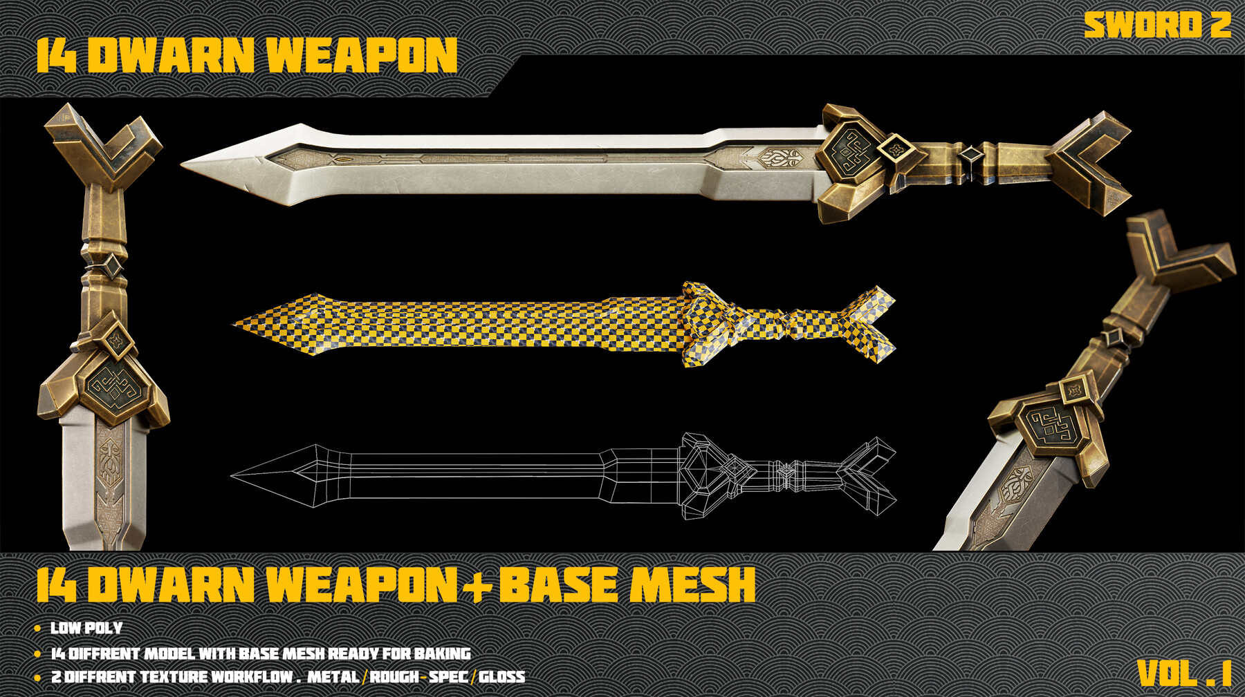 ArtStation - 14 Dwarn weapon + Base Mesh (Game ready) | Game Assets