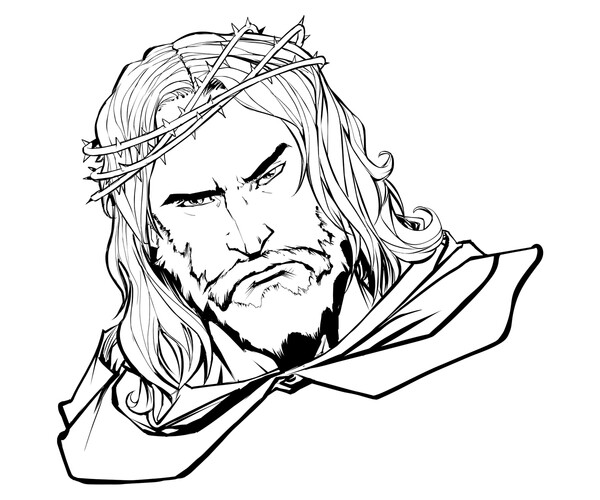 ArtStation - Jesus Portrait 2 Line Art | Artworks
