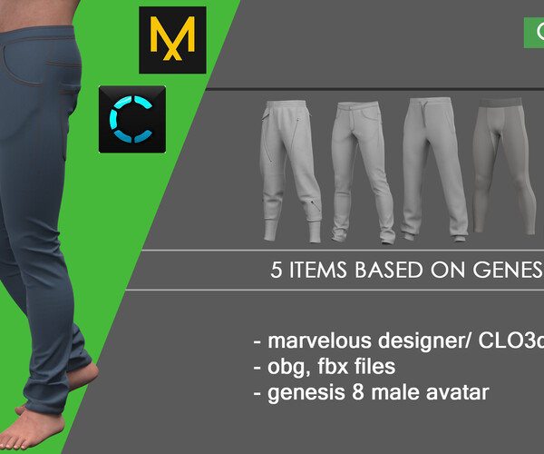 ArtStation - basic man pants pack | Resources