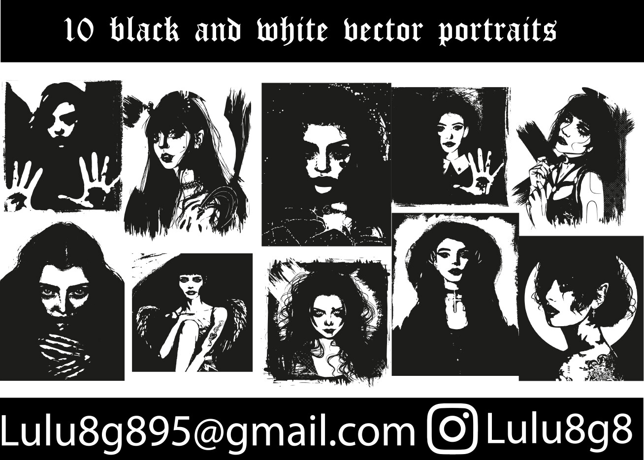 ArtStation - Vector portraits bundle / in the dark | Artworks