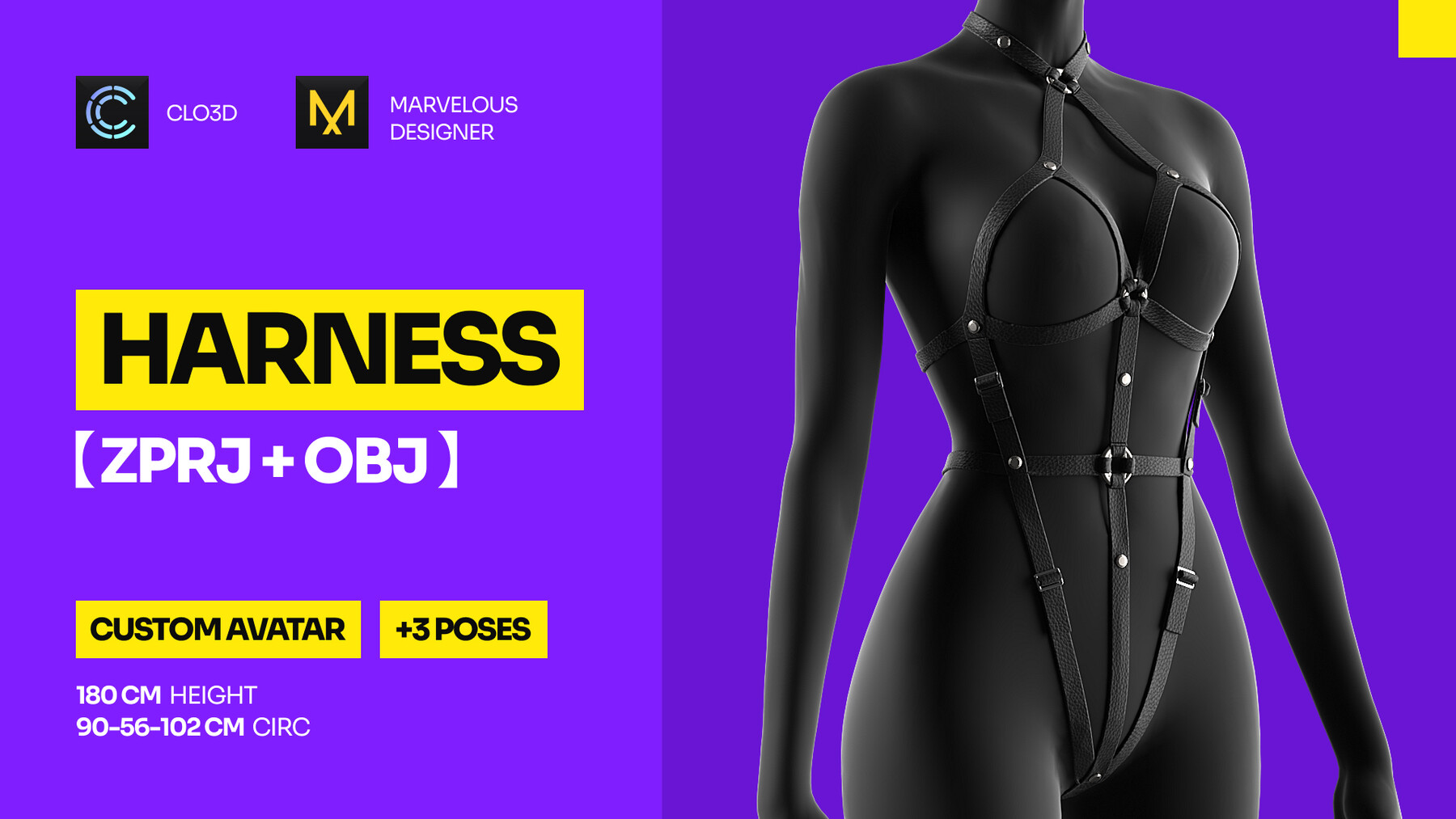 ArtStation - 【Harness/Bandage】CLO3D / Marvelous Designer Project [ Zprj + Obj ] | Game Assets