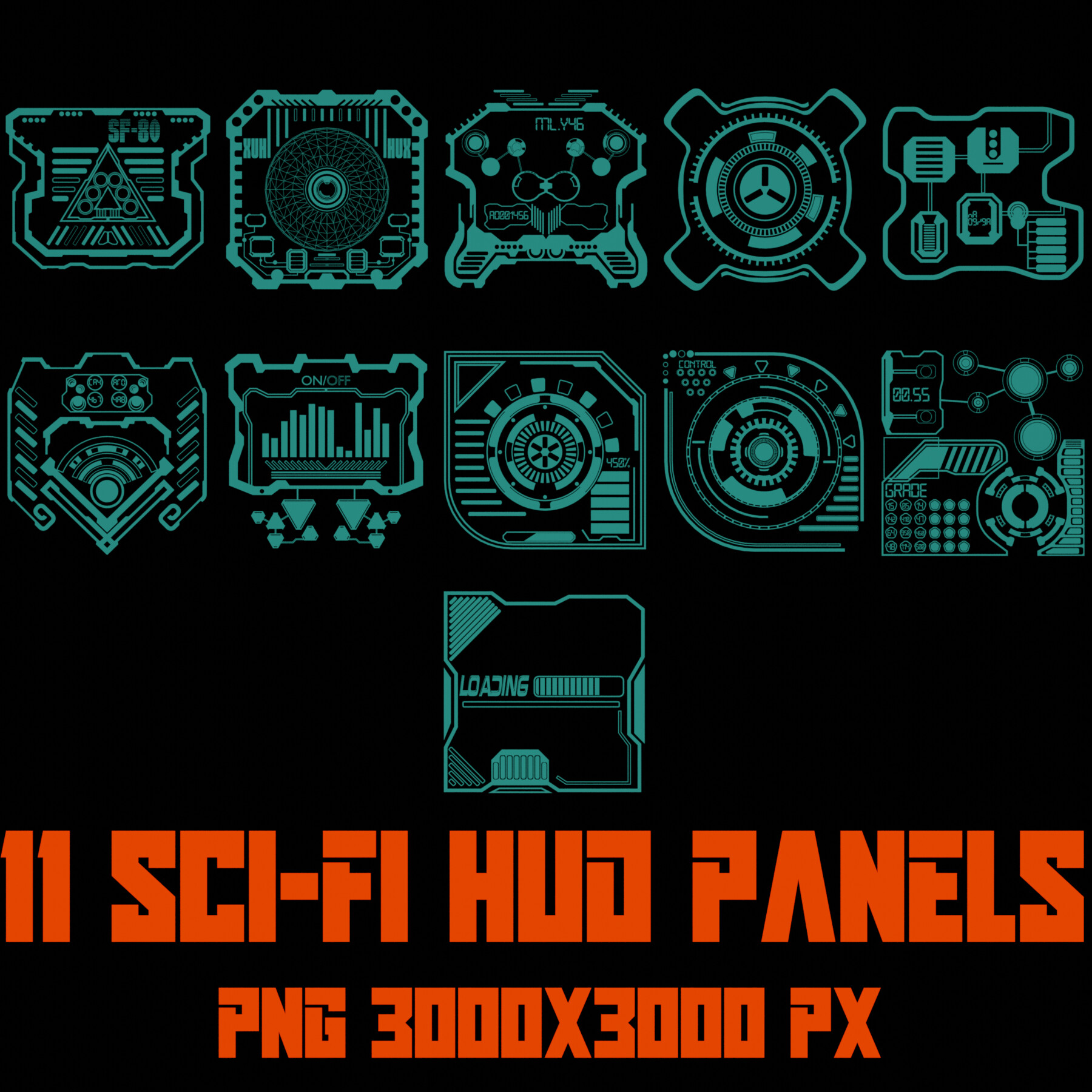 ArtStation - 11 PNG Hud Panels | Game Assets