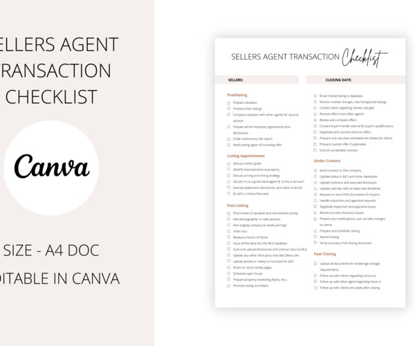 ArtStation - Sellers Agent Transaction Checklist Template | Artworks
