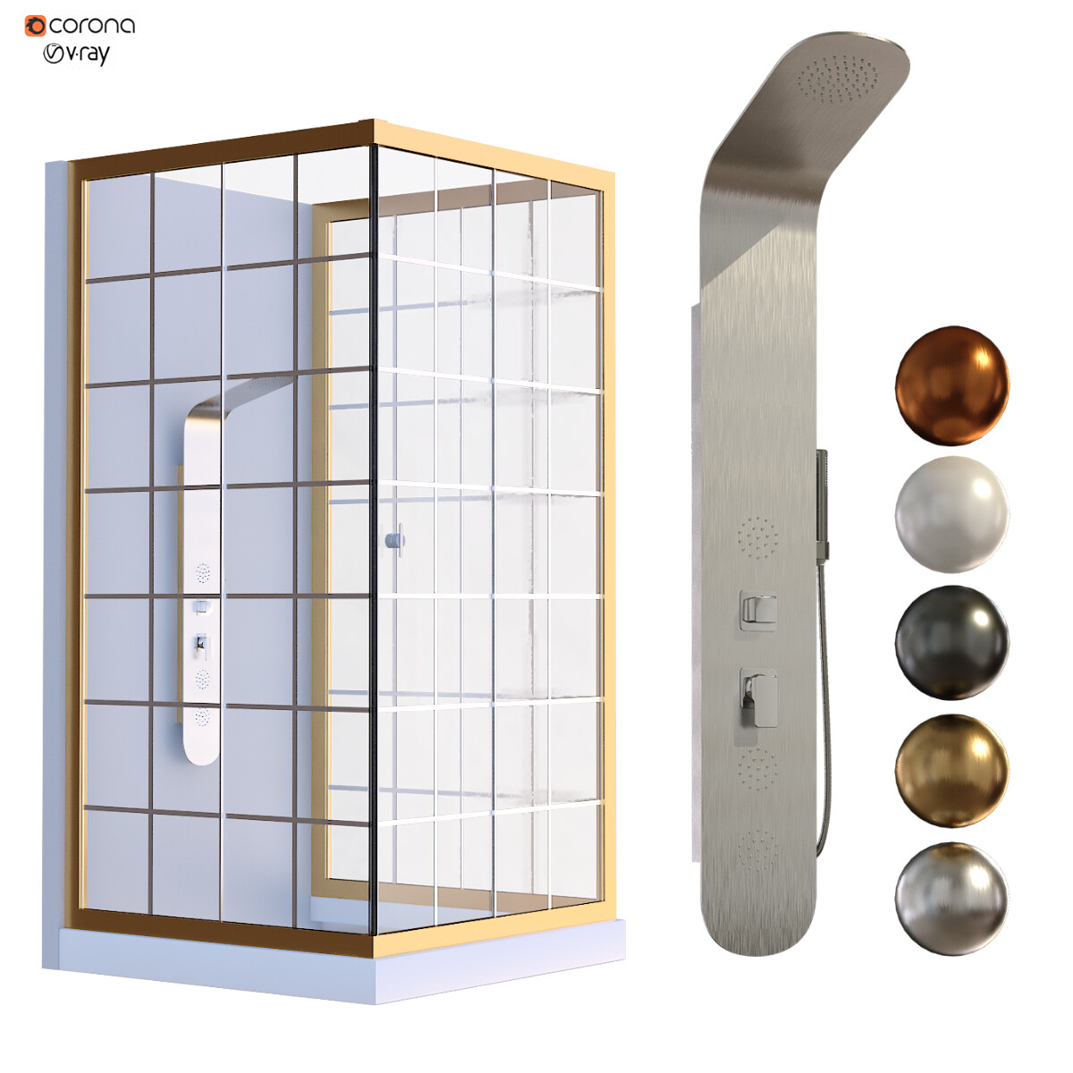 ArtStation - Shower cabin set 216 | Resources