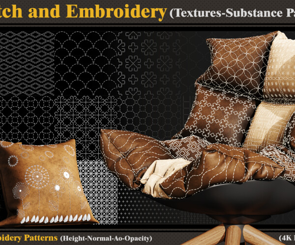 ArtStation - 208 Stitch and Embroidery Patterns (Textures-sbsar-sppr ...