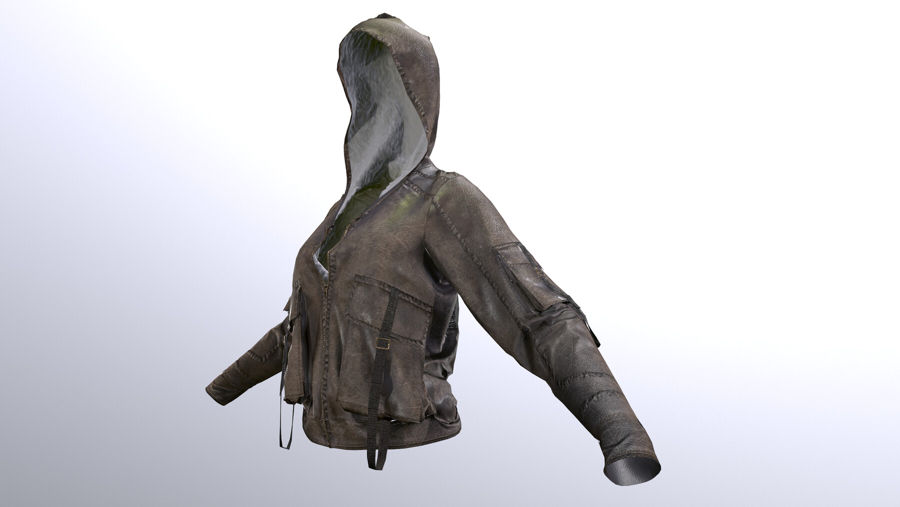 ArtStation - Hooded Leather Jacket 1 Low-poly 3D model | Game Assets