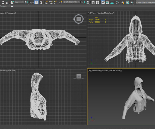 ArtStation - Hooded Leather Jacket 1 Low-poly 3D model | Game Assets