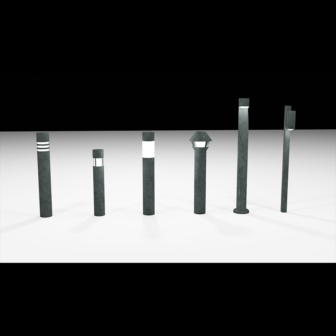 ArtStation - Low Poly Outdoor Lights Pack (6 3D meshes) | Game Assets