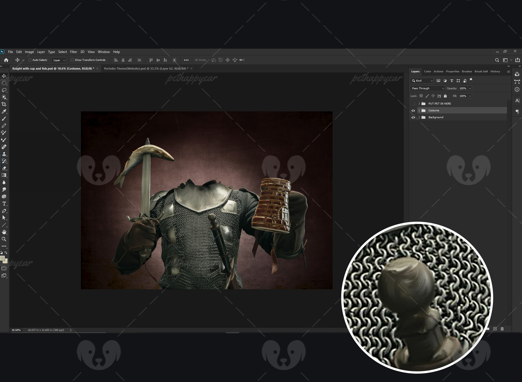 ArtStation - Knight with cup and fish - Outfit & Costume PSD template ...