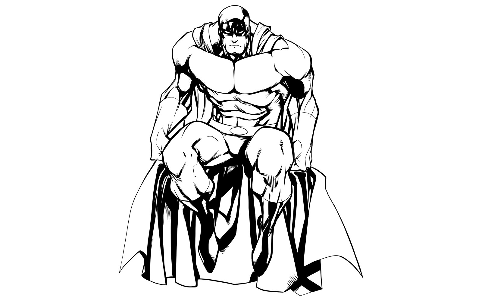 ArtStation - Superhero Sitting Isolated Line Art | Artworks