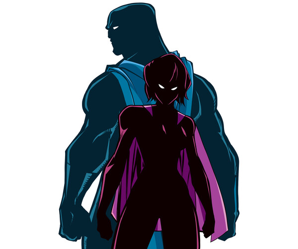 ArtStation - Superhero Couple Back to Back Silhouette | Artworks