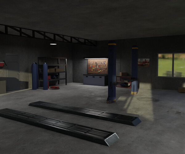 ArtStation - Garage low poly pack | Game Assets