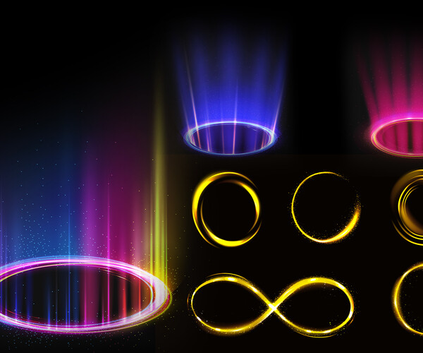 ArtStation - 60 Lights Circle Overlays, Neon glowing swirls, Golden ...