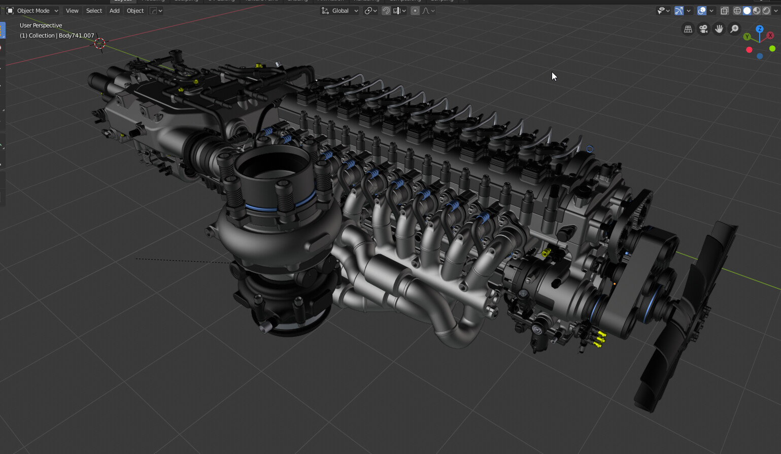 ArtStation - Colossus 10 cylinder diesel engine | Resources