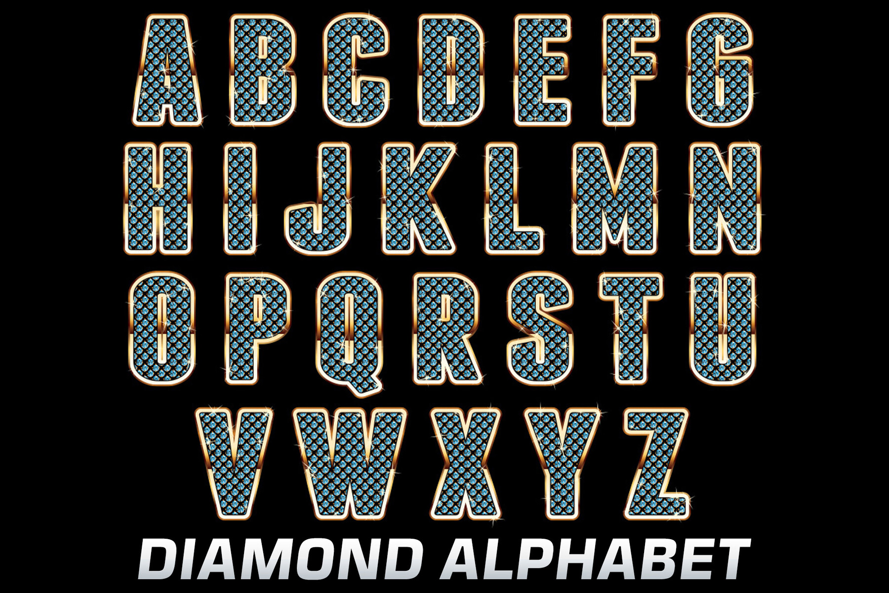 ArtStation - Diamond Vector Alphabet, Diamonds Letters PNG, Jewelry ...