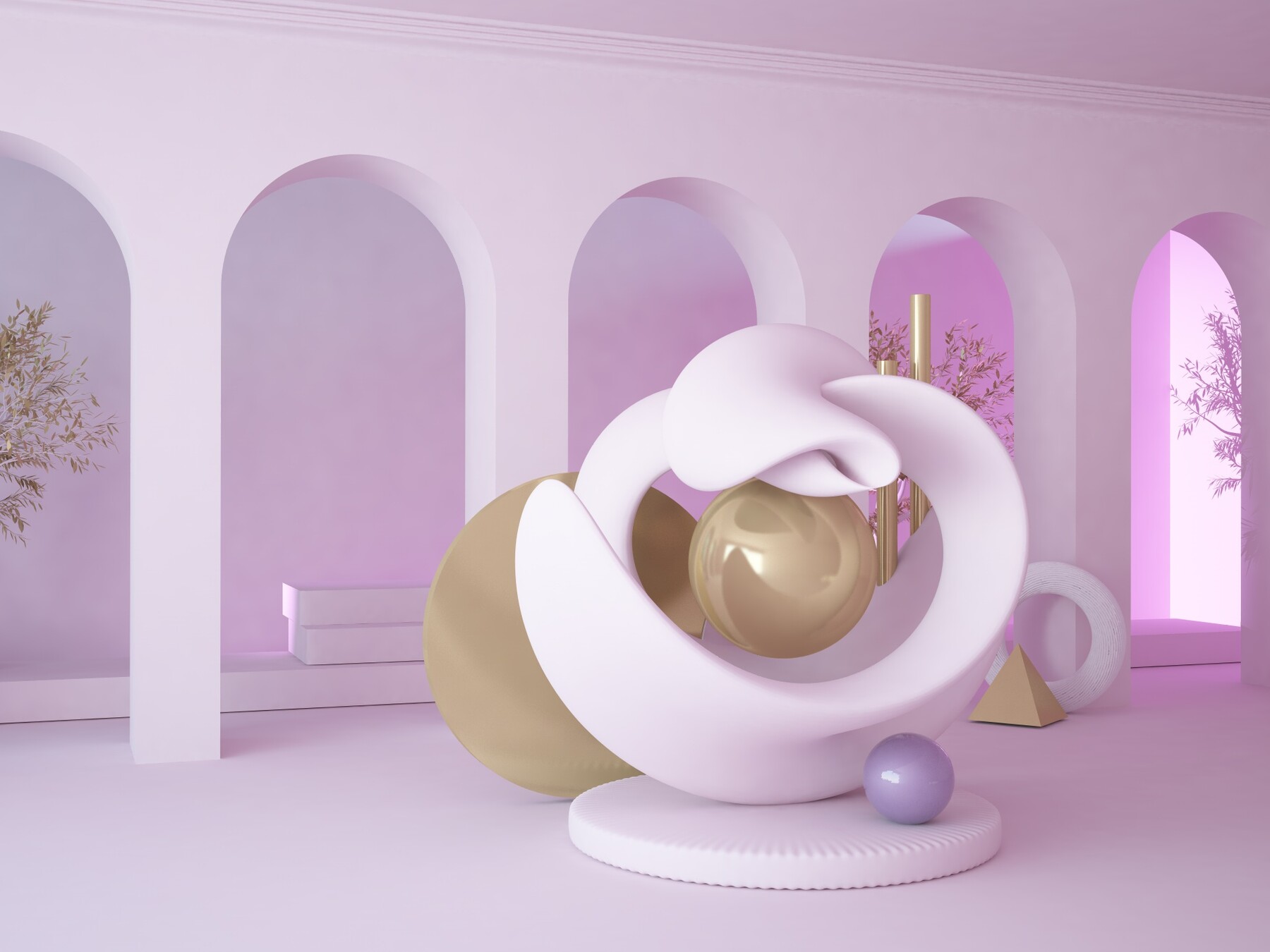 ArtStation - Abstract sculpture scene with wall with arches | Resources