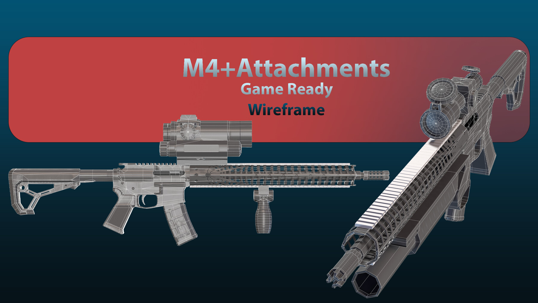 ArtStation - M4 + 17 Attachments + 15 Skins Low-poly 3D model Vol-00 ...