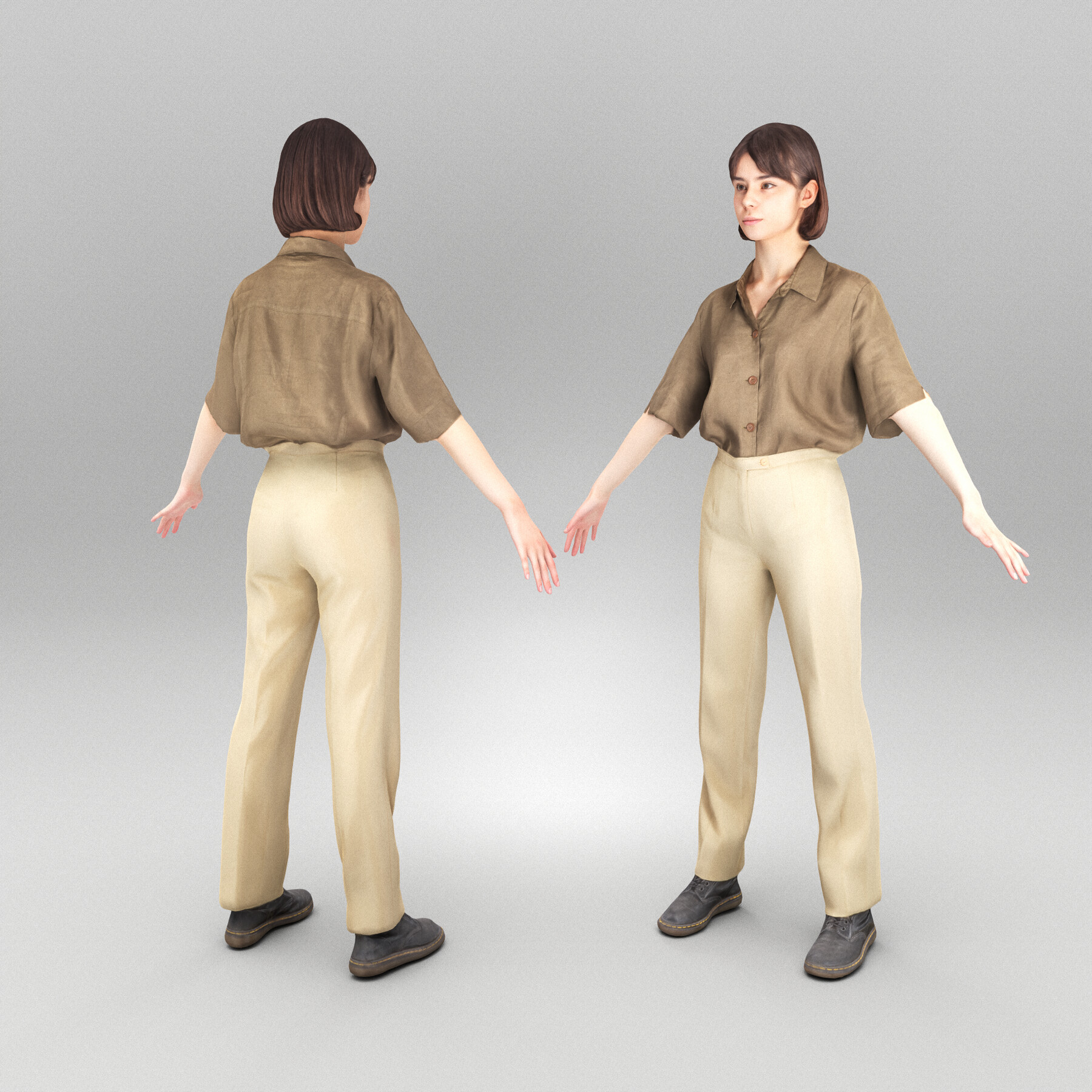 ArtStation - Beautiful woman in brown shirt ready for animation 336 ...