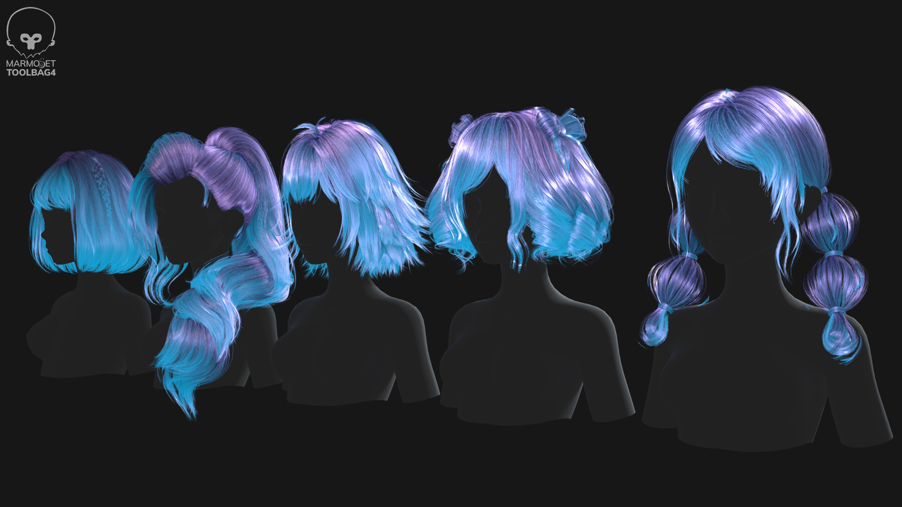 ArtStation - Stylized Hairstyle Pack Vol2 (5 pieces). Low-poly / Game ...