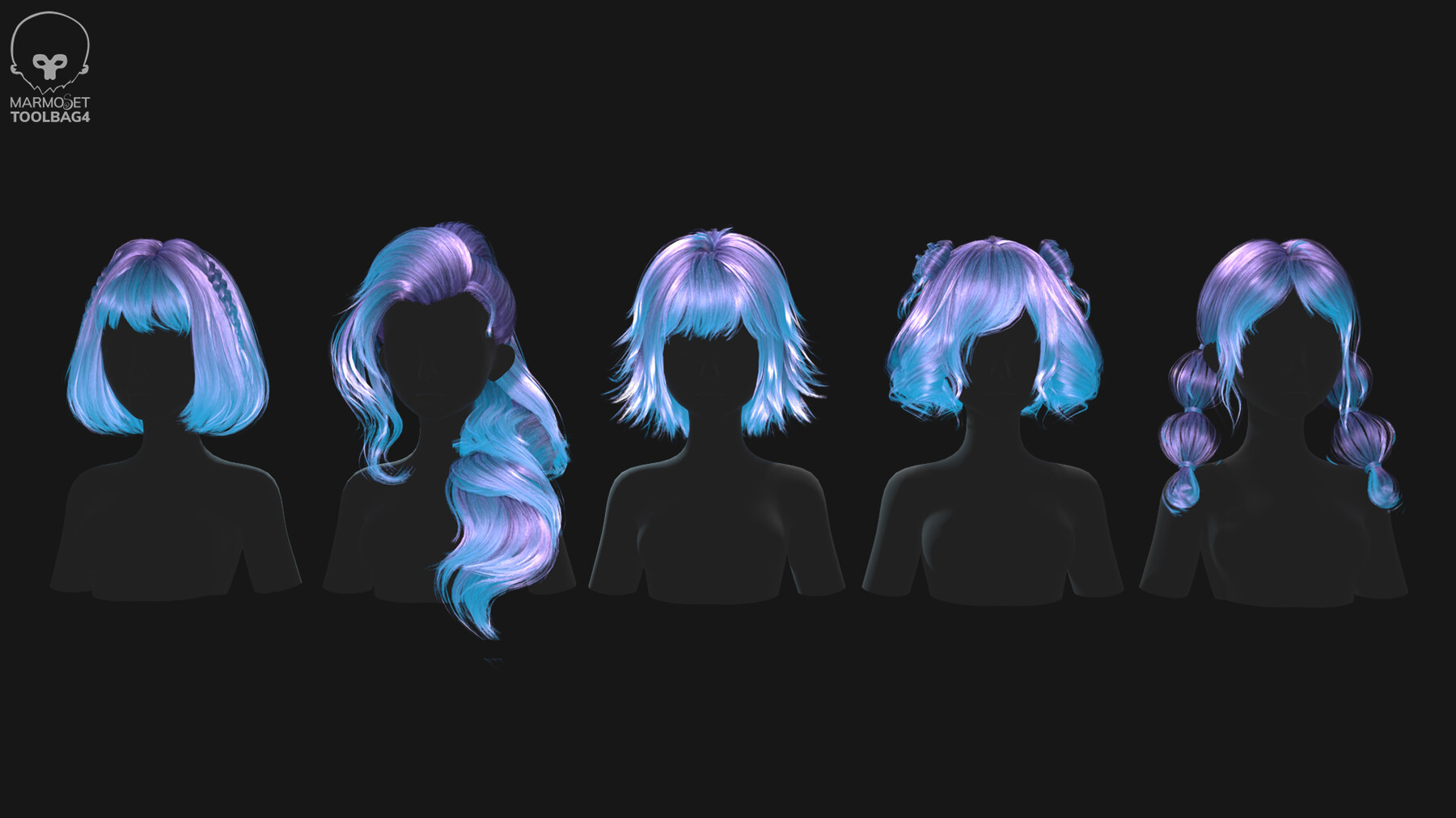 ArtStation - Stylized Hairstyle Pack Vol2 (5 pieces). Low-poly / Game ...