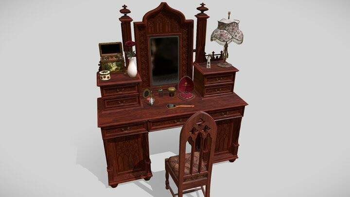 ArtStation - Victorian dressing table (openable) | Game Assets