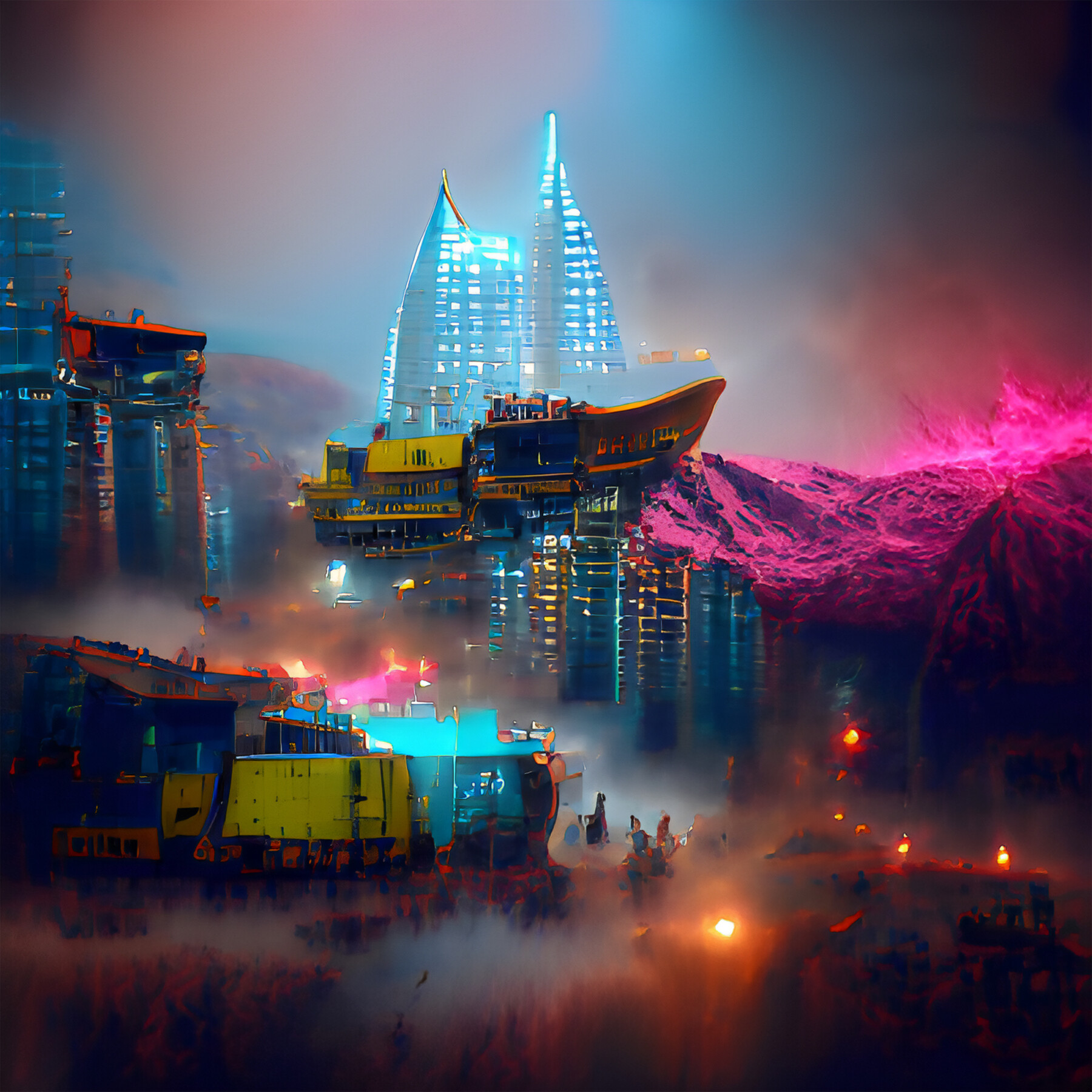 ArtStation - Blue Cyberpunk City | Artworks
