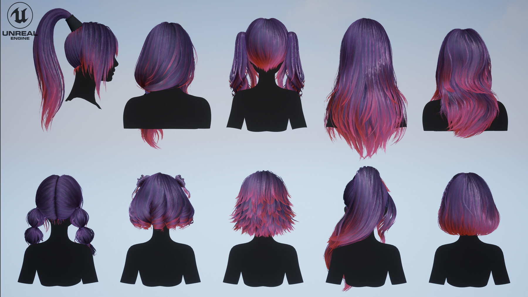 ArtStation - Stylized Hairstyle Pack (10 pieces). Low-poly / Game-ready ...