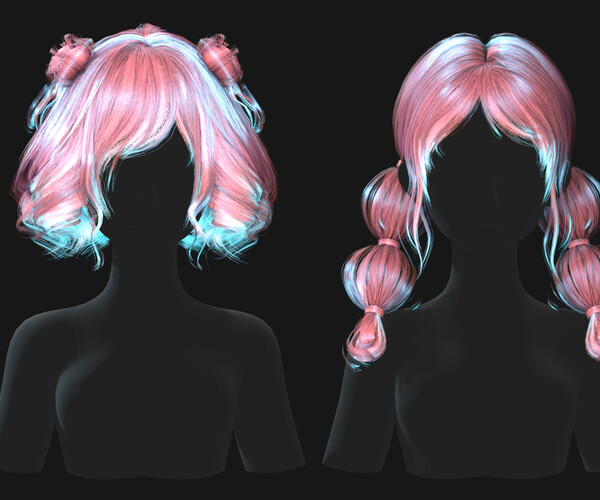 ArtStation - Stylized Hairstyle Pack (10 pieces). Low-poly / Game-ready ...