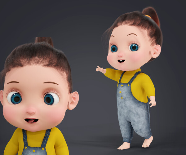 ArtStation - Cartoon Fur Baby Girl Cute Rigged | Game Assets