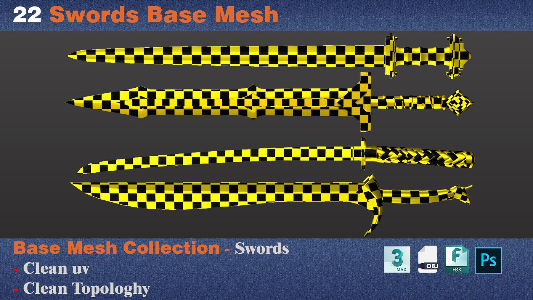 ArtStation - 22 Assets Game Base Mesh Swords - Vol 1 | Game Assets