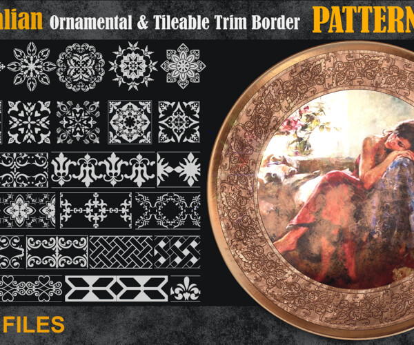 ArtStation - 1100 Italian Ornamental & Tileable Trim Border Patterns ...