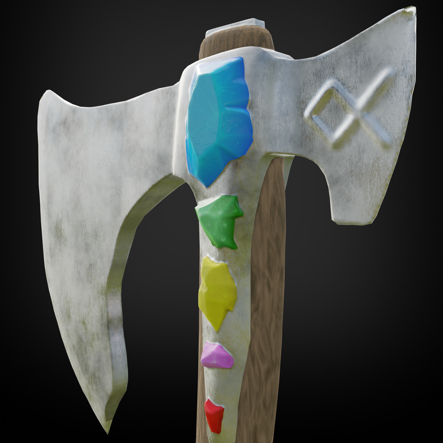 ArtStation - Stylizet Axe Weapon with crystals PBR low-poly game ready ...