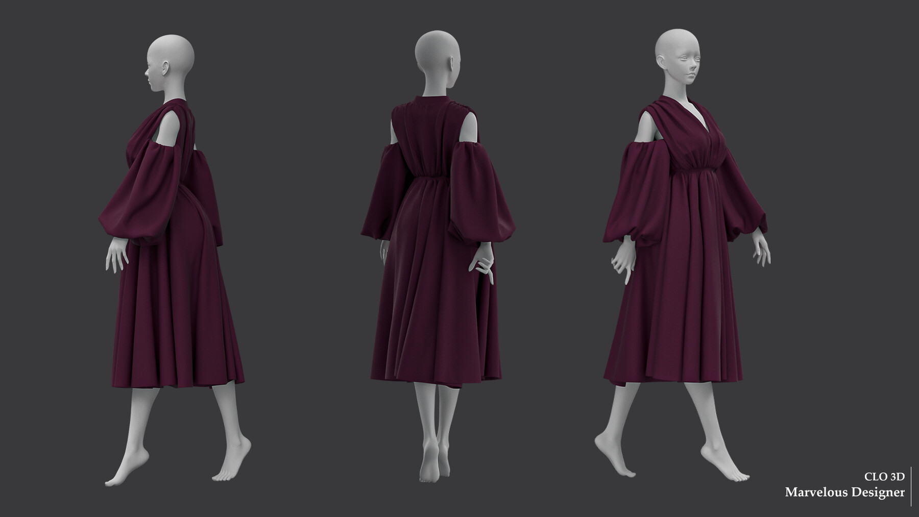 ArtStation - Female draped dress / Marvelous Designer/Clo3D project ...