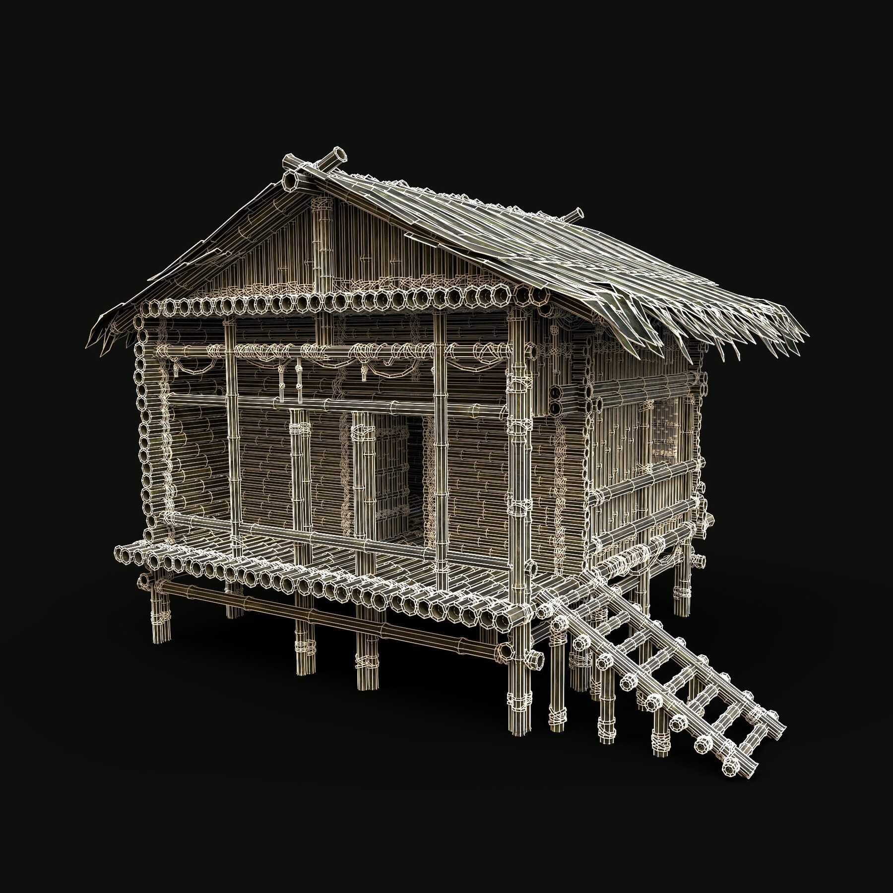 ArtStation - BAMBOO HOUSE JUNGLE IMPROVISED SURVIVAL CASTAWAY HUT CABIN ...