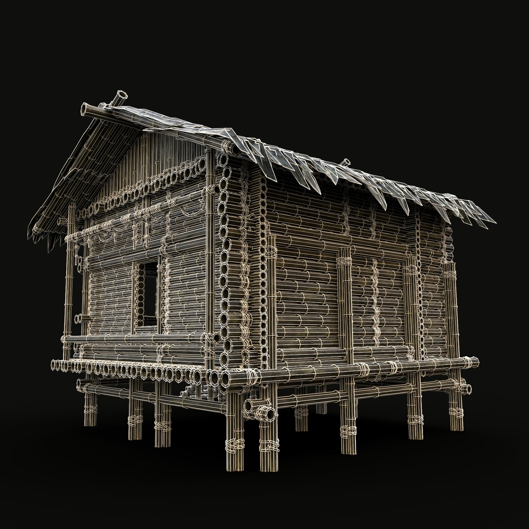 ArtStation - BAMBOO HOUSE JUNGLE IMPROVISED SURVIVAL CASTAWAY HUT CABIN ...