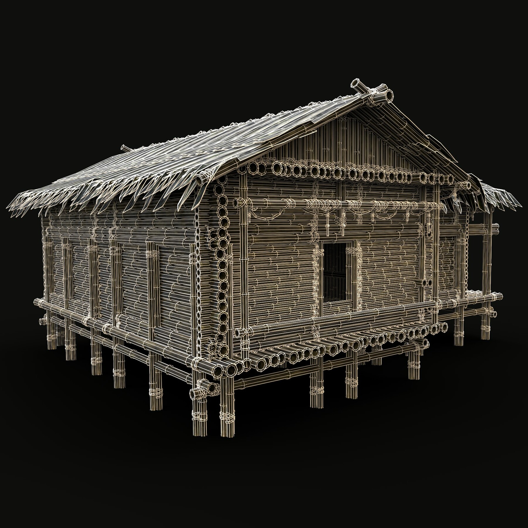 ArtStation - BAMBOO HOUSE JUNGLE IMPROVISED SURVIVAL CASTAWAY CABIN HUT ...