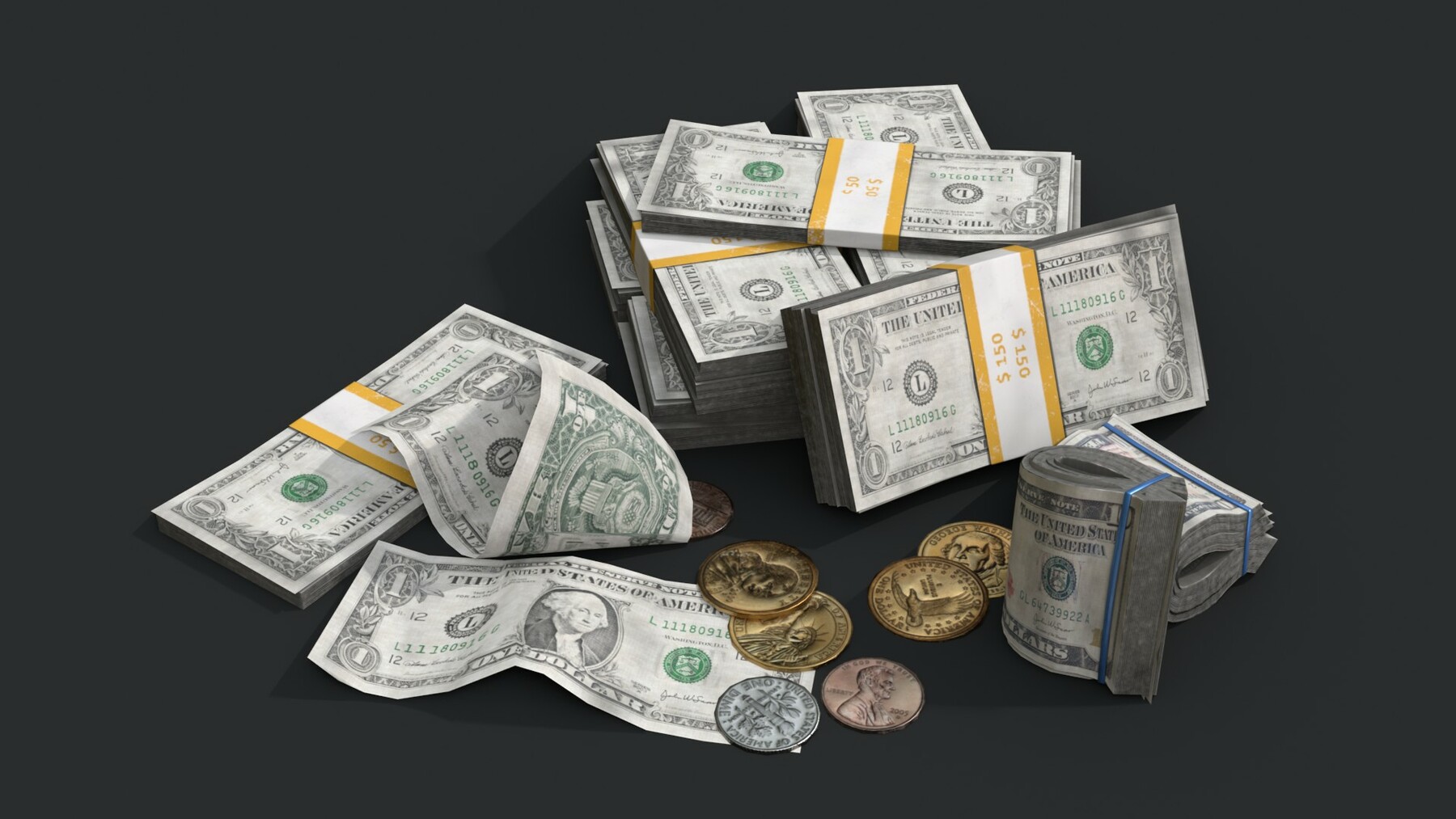ArtStation - Money Loot - US dollars | Game Assets