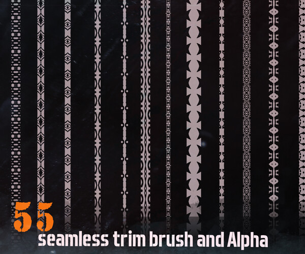 ArtStation - 55 Seamless trim pattern alpha and brush_vol2 | Brushes